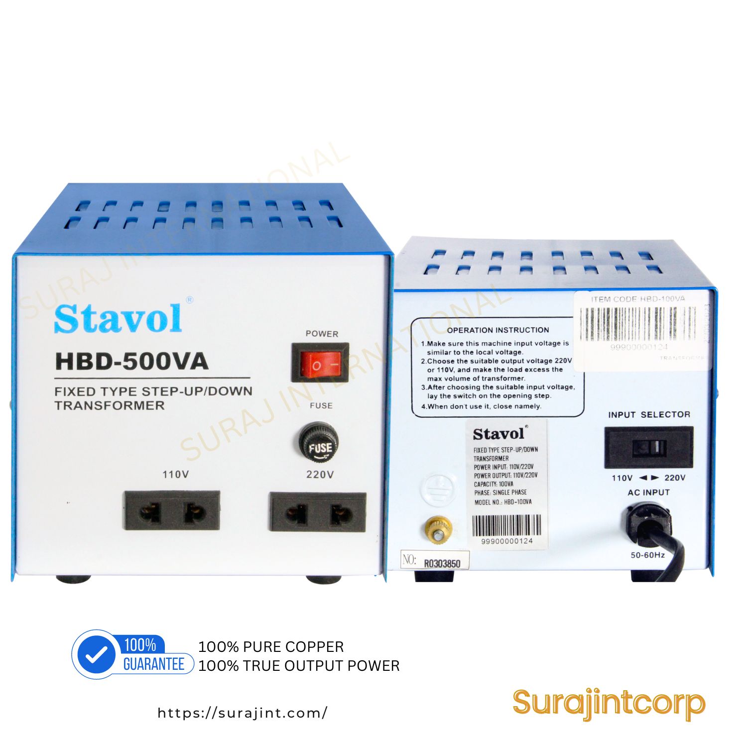 STAVOL TRANSFORMER FIXED TYPE STEP UP/DOWN 110-220V HBD-500V SELECTOR ...